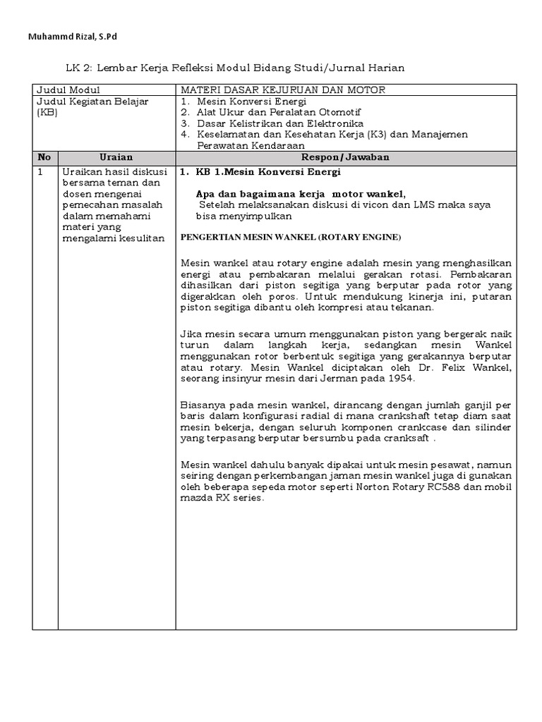 LK 2 Lembar Kerja Refleksi Modul Studi Jurnal Harian | PDF