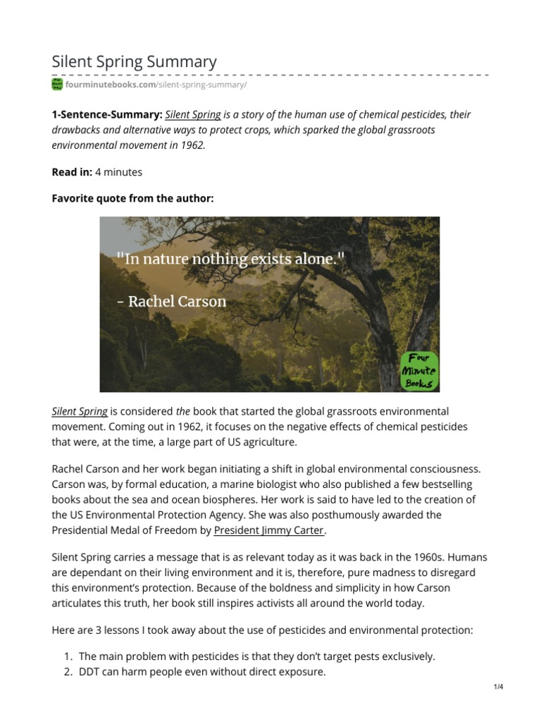 Silent Spring Summary | PDF | Pesticide | Ddt