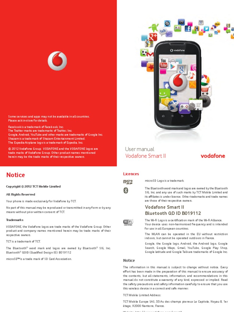 Vodafone Smart II V860 - VodafoneSmartIIUserGuide | PDF | Bluetooth | Gmail