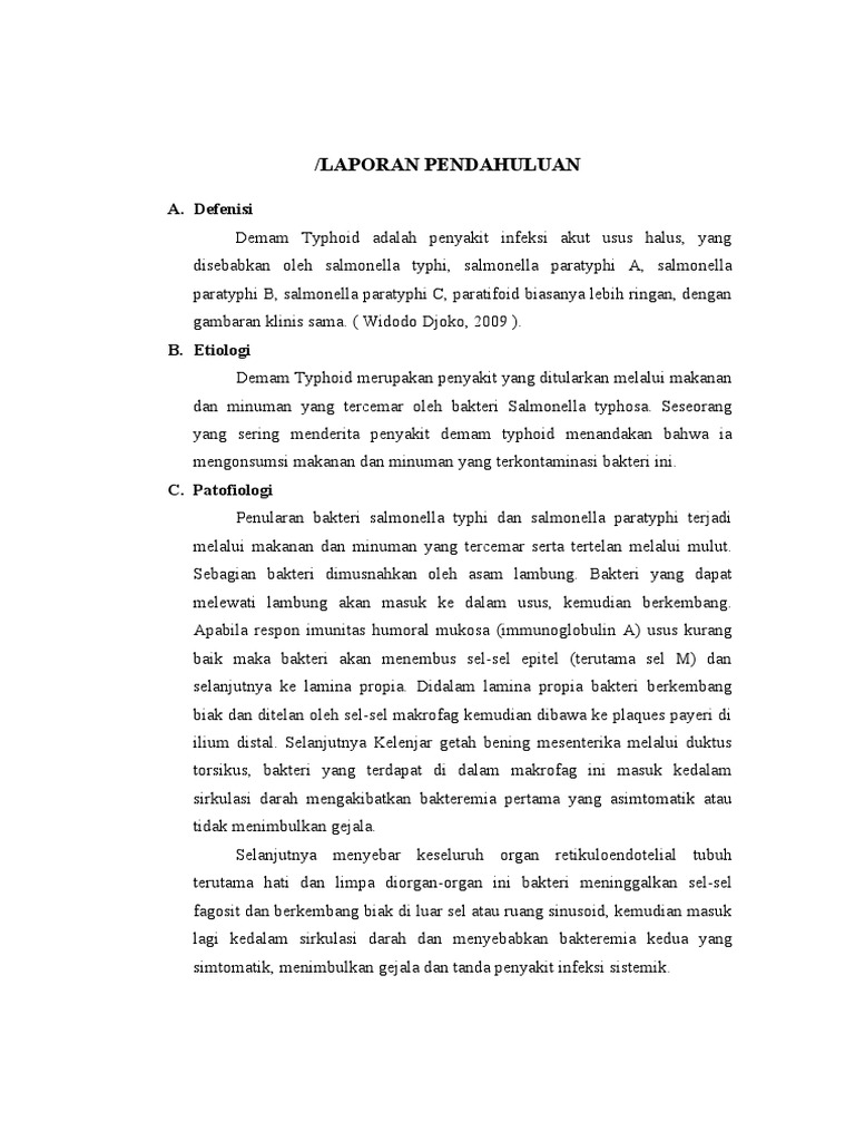 Penyakit Demam Typhoid: Definisi dan Penanganan | PDF | Pengembangan ...