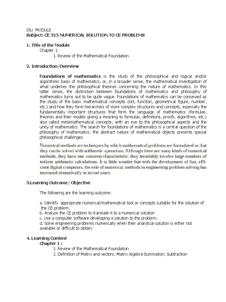 Week 2 3 CE 315 Numericals ModuleA | PDF | Mathematics | Matrix (Mathematics)
