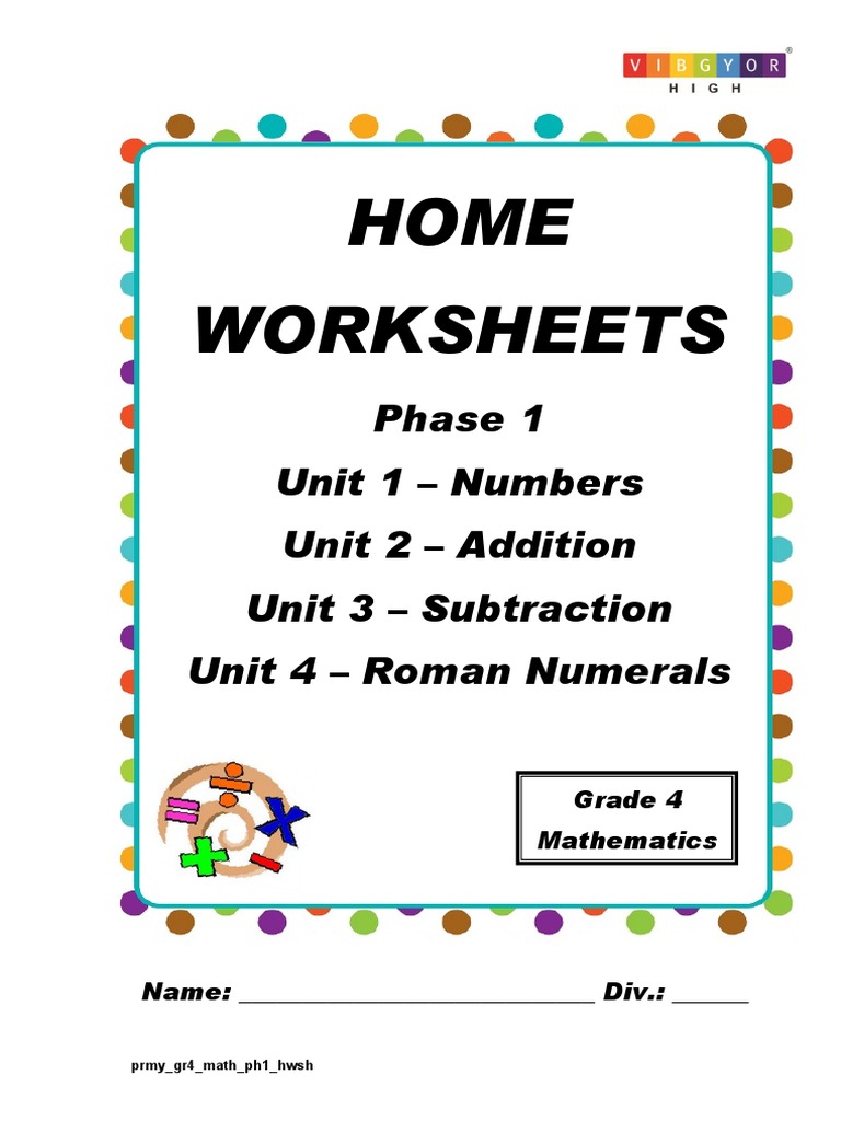 Final Prmy Gr4 Math Ph1 HWSH | PDF | Subtraction | Mathematics