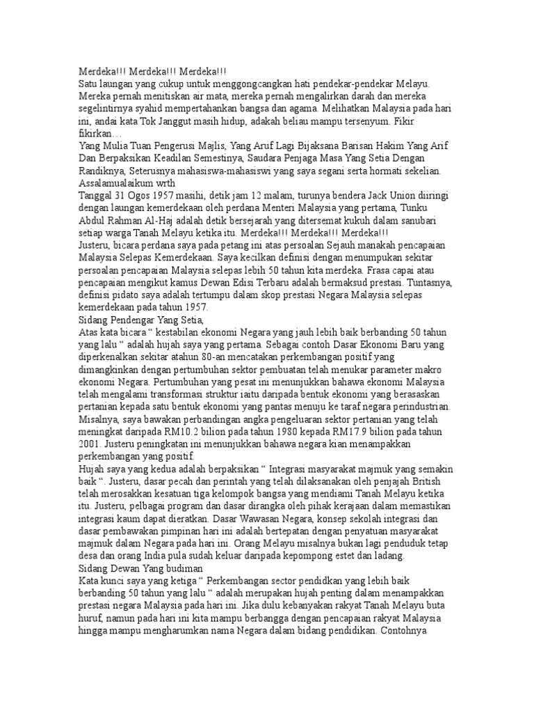 Teks Pidato Prestasi Ekonomi Malaysia | PDF