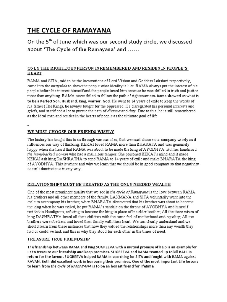 Life Lessons from the Ramayana Cycle | PDF | Rama | Ramayana
