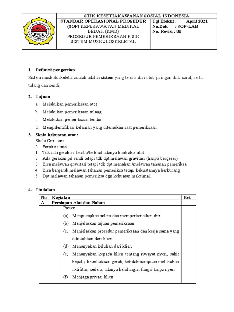 SOP KMB-muskuloskeletal | PDF
