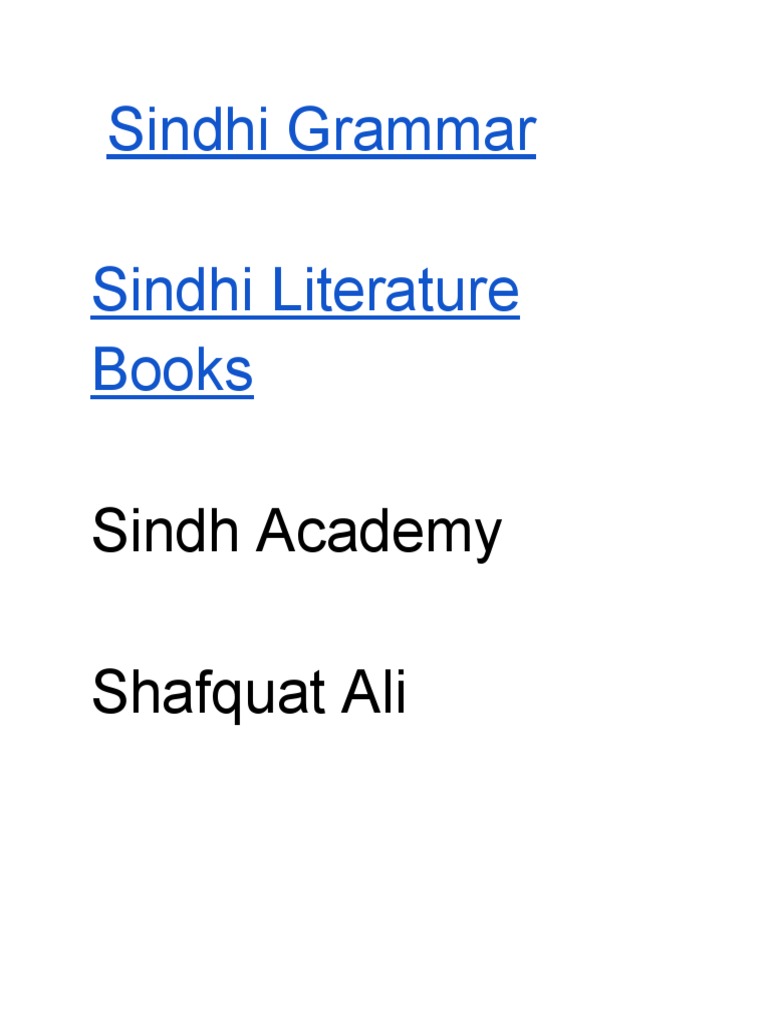Aadi Sindhi Grammar | PDF | Sindh | Pakistan