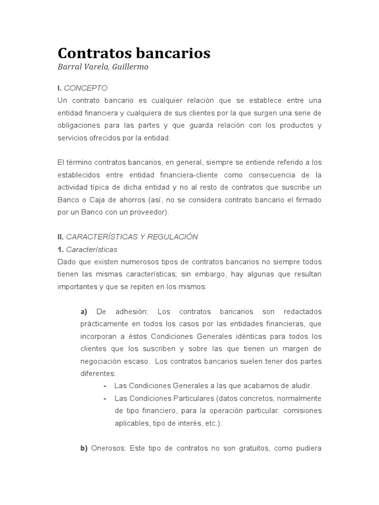 Leccion 7.1 El Contrato Bancario Aspectos Generales | PDF | Bancos ...
