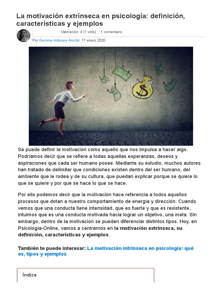 La MOTIVACIÓN EXTRÍNSECA | PDF | Motivacional | Motivación