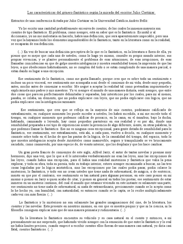 Las Características Del Género Fantástico Según La Mirada Del Escritor ...