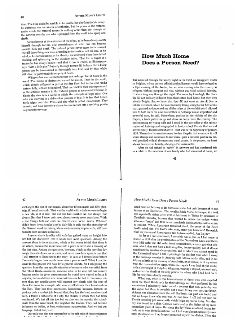 How Much Home Does an Exiled Person Need | PDF | Reality | Mind
