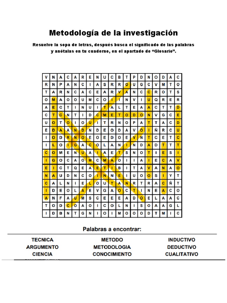 Sopa de Letras Metodología de La Investigación | PDF | Ciencia y ...