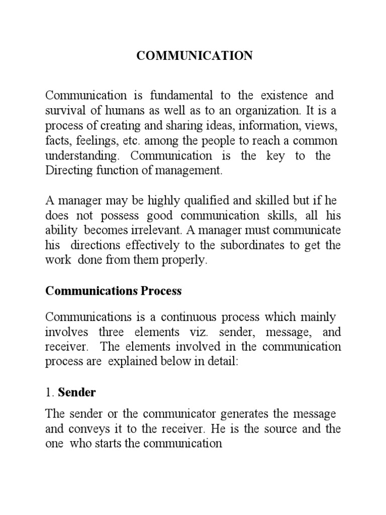 Communication Notes | PDF | Communication | Information