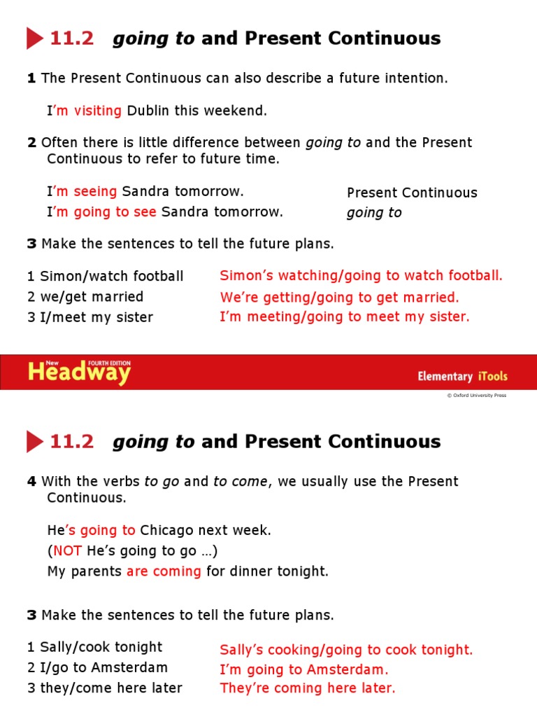 Going To and Present Continuous | PDF