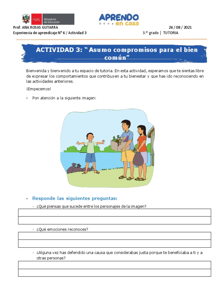 A Fichas Semana 18 Del 26 de Agosto Tutoria | PDF | Bienestar