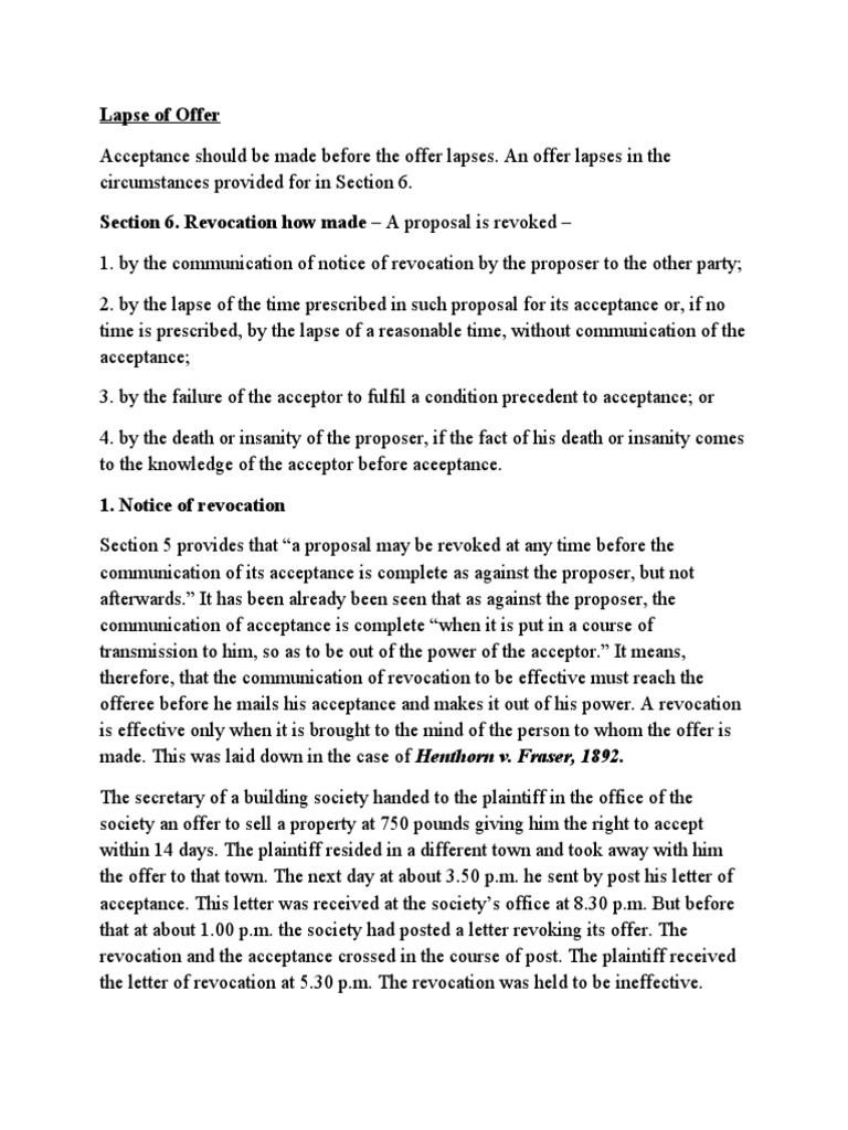 Lapse of Offer | PDF | Offer And Acceptance | Guarantee