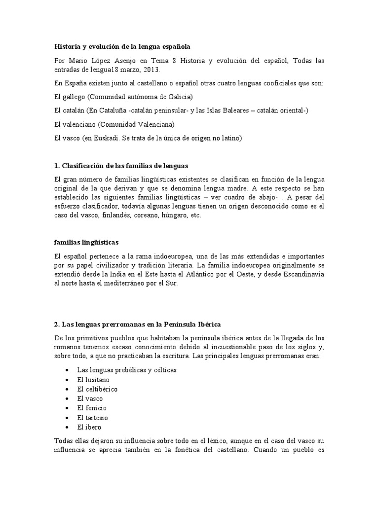 Evolución de la lengua española | PDF | Lengua española | latín