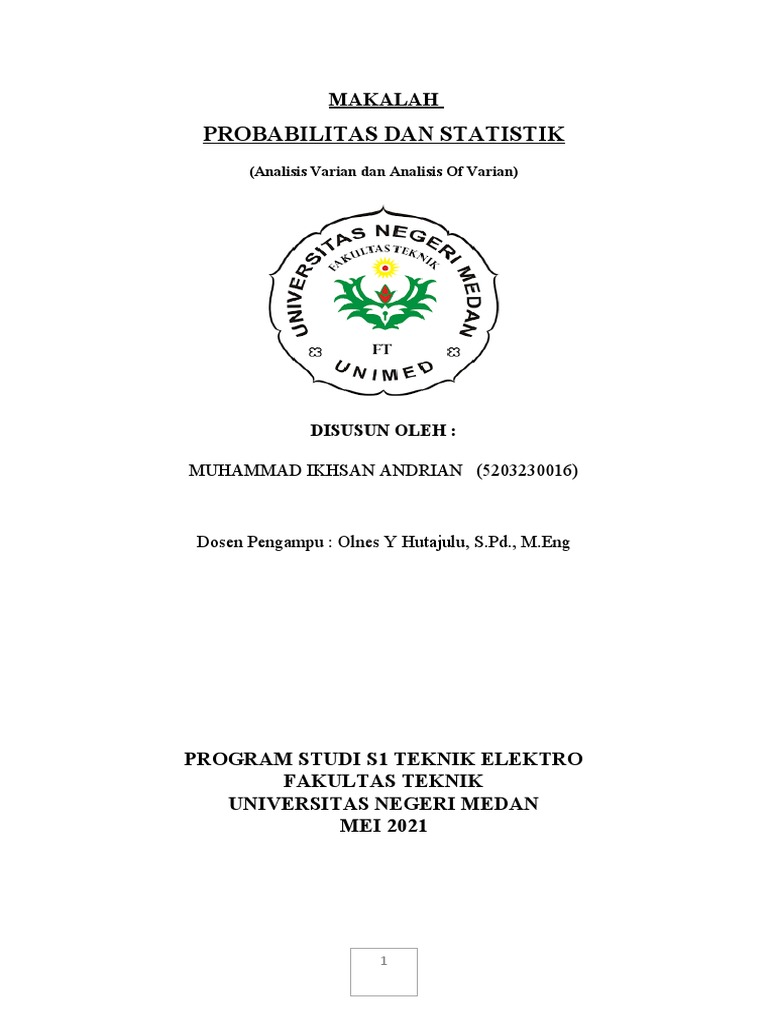 Laporan Individu - Probstat (B) - Muhammad Ikhsan Andrian (5203230016) - Analisis Varian Dan ...