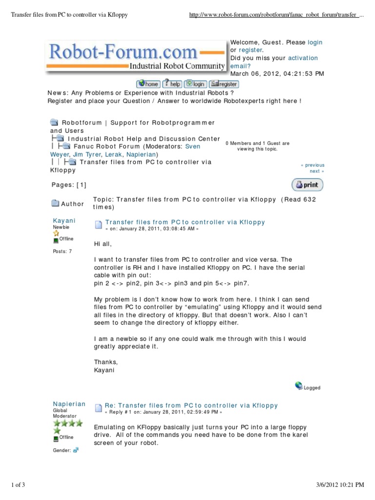 Transfer Files From PC To Controller Via Kfloppy | PDF | Internet Forum ...