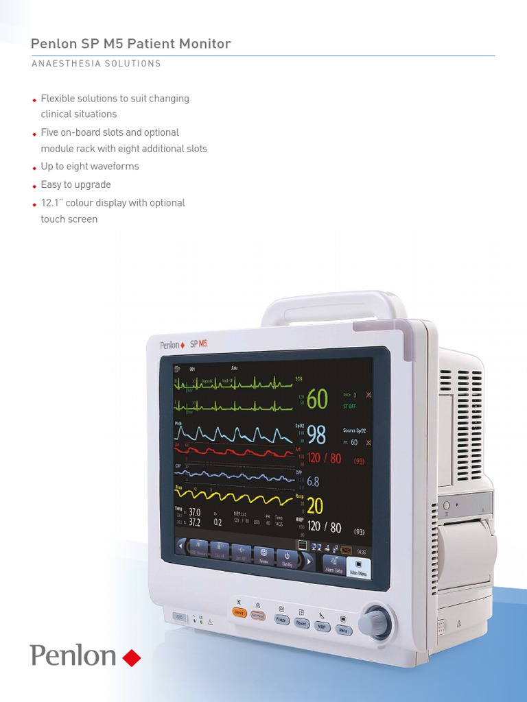 Penlon SP M5 Patient Monitor: Anaesthesia Solutions | PDF | Computing