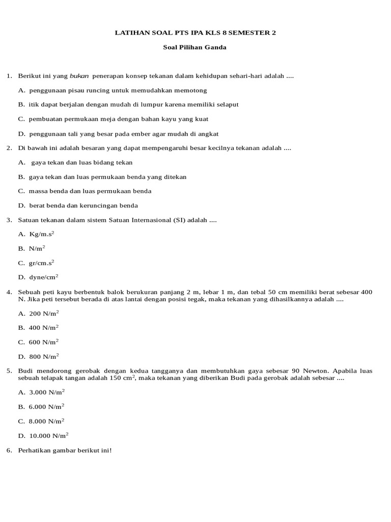 Latihan Soal Pts Ipa 8 Semester 2 - Google Dokumen | PDF