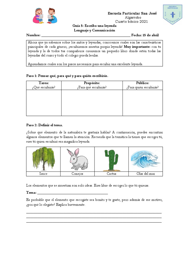 Guía 5 Escribir Leyenda 4to Básico | PDF