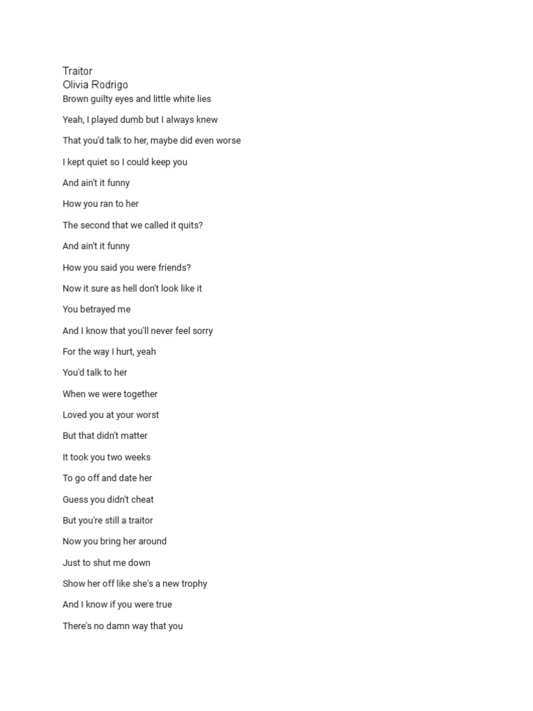 Traitor Lyrics | PDF