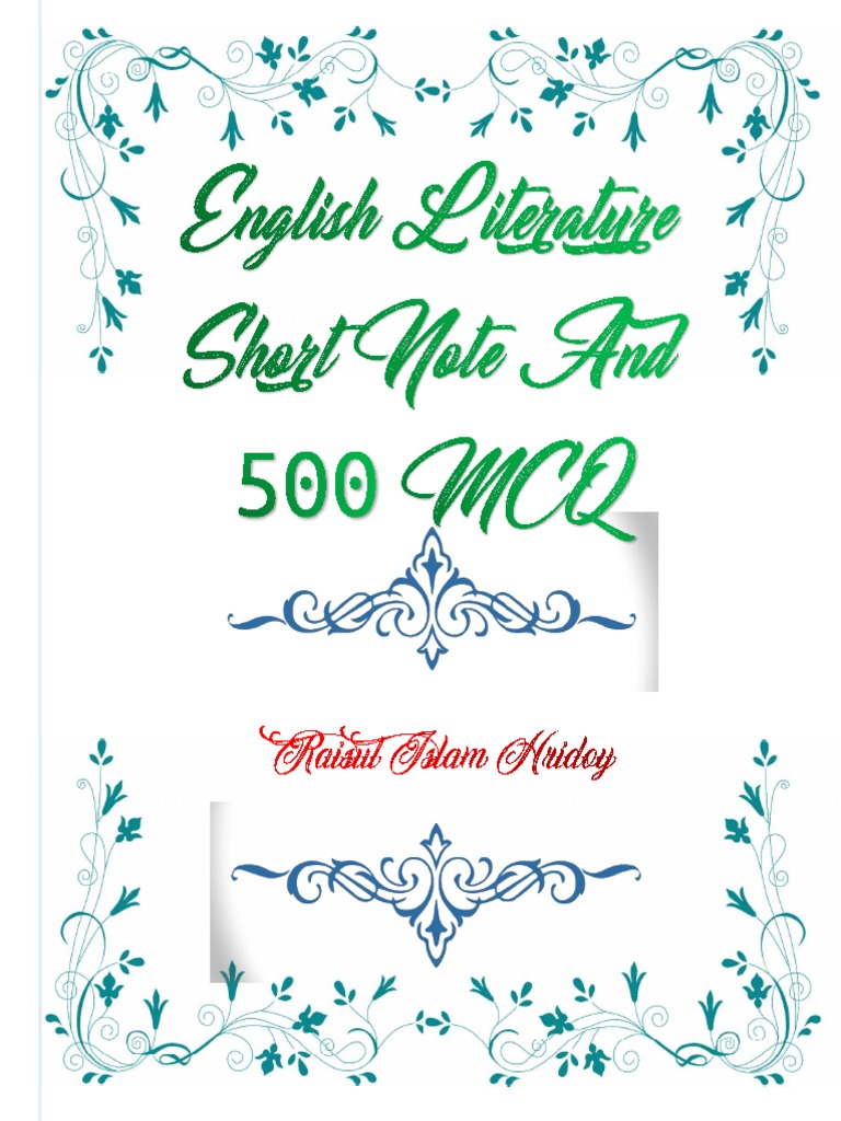 English Literature Short Note & 500 MCQ (Bdniyog - Com) | PDF