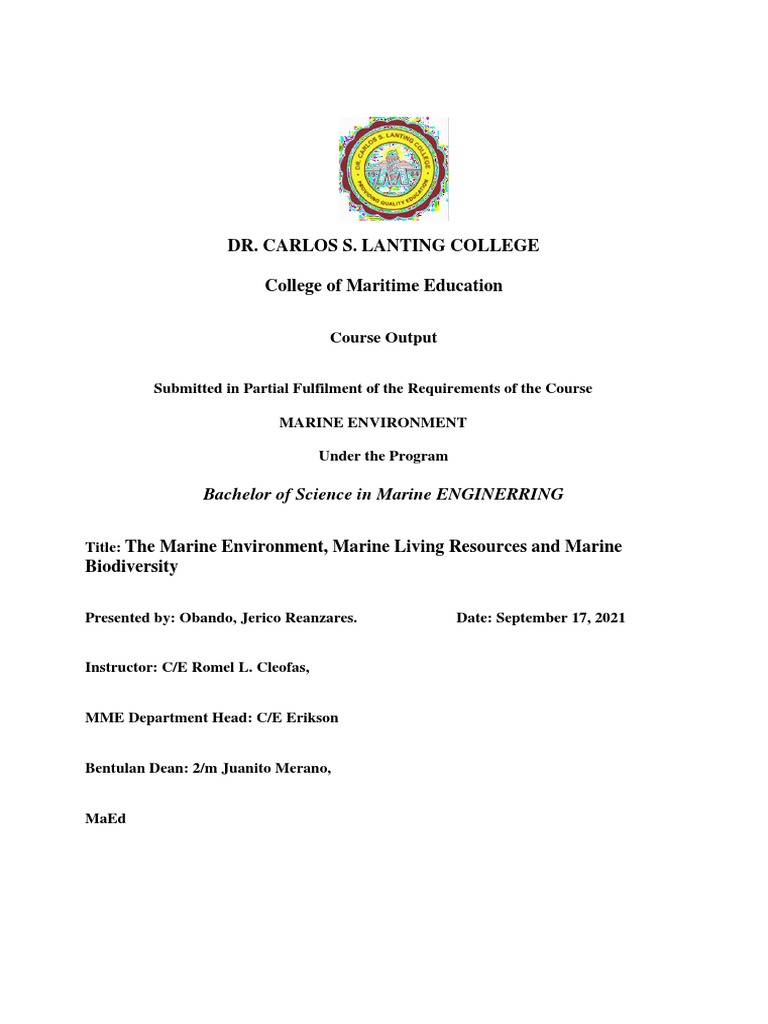 Dr. Carlos S. Lanting College College of Maritime Education: Bachelor ...