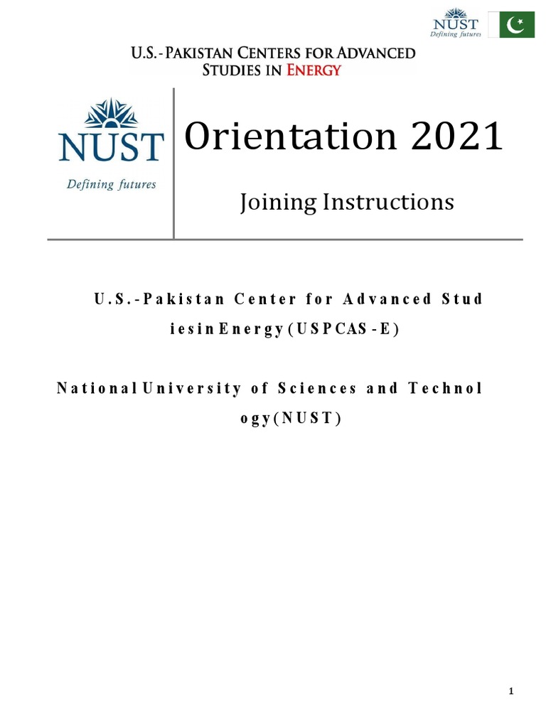 Joining Instructions Orientation 2021 | PDF | Academic Degree
