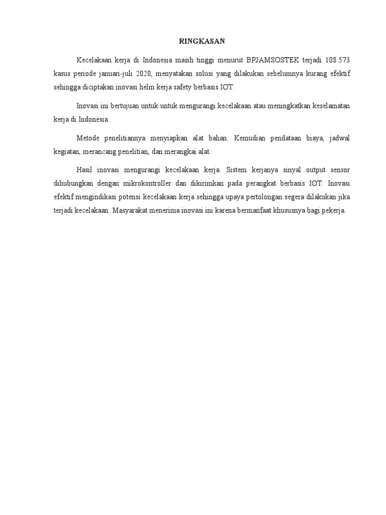 Contoh Ringkasan Proposal PKM-T | PDF