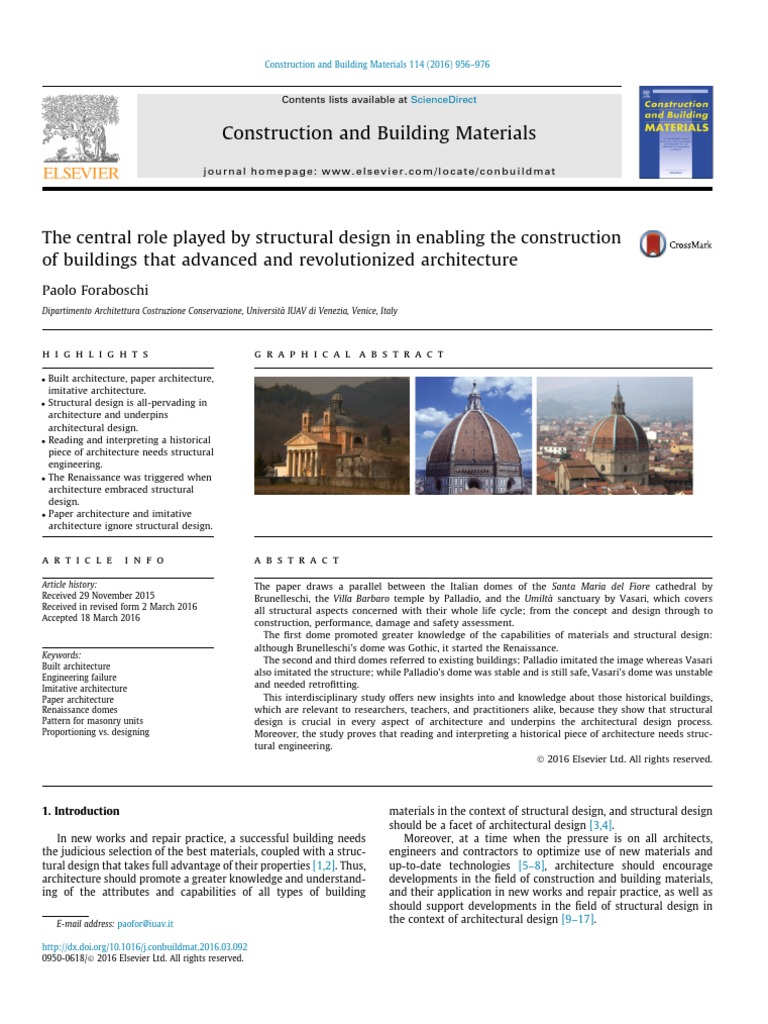 Construction and Building Materials: Paolo Foraboschi | PDF | Dome ...