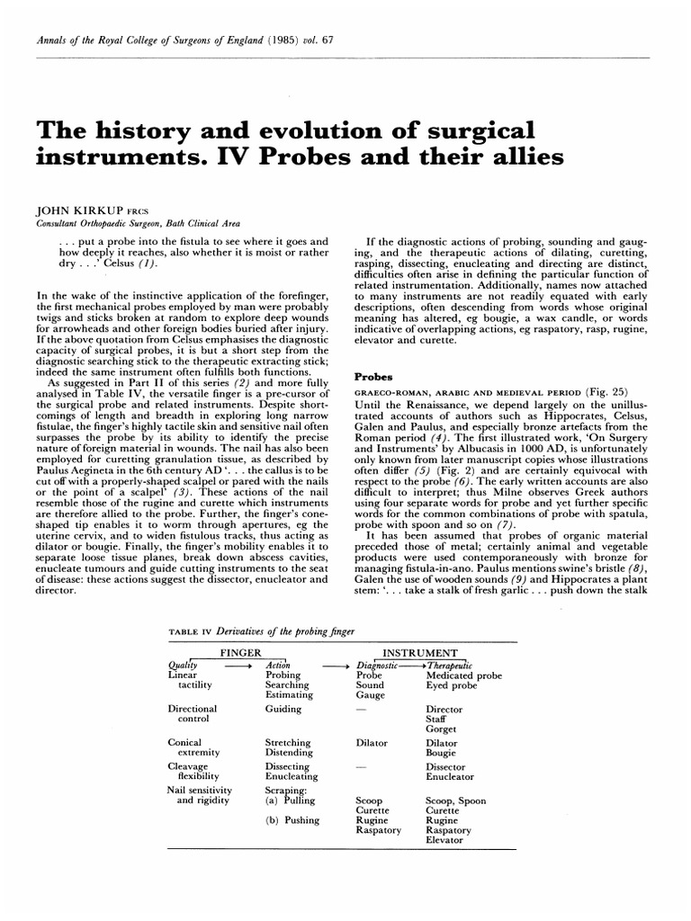 Evolution of Surgical Probes and Instruments | PDF | Surgery