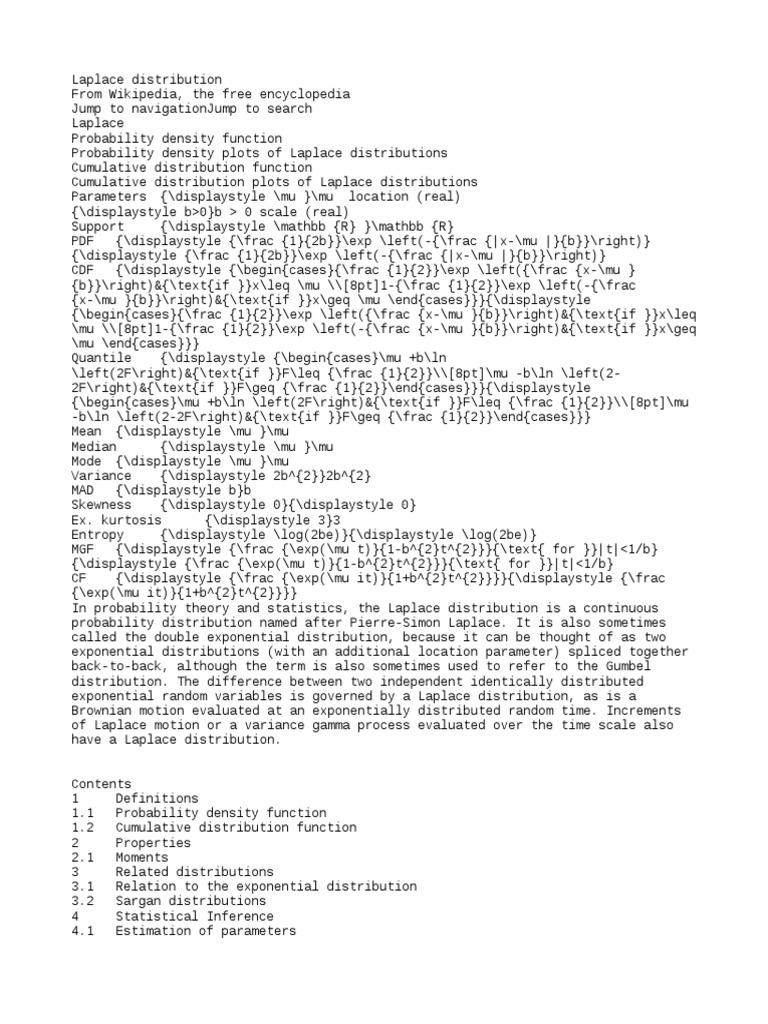 Laplace | PDF | Probability Distribution | Statistical Theory