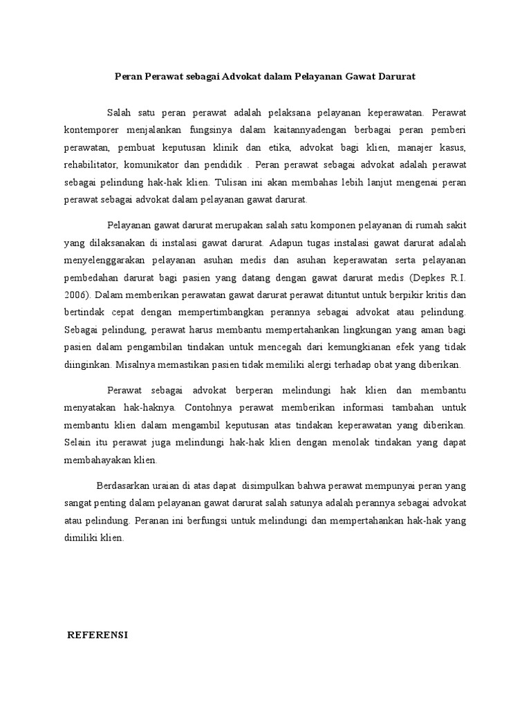 Peran Perawat Sebagai Advokat Gawat Darurat Pdf