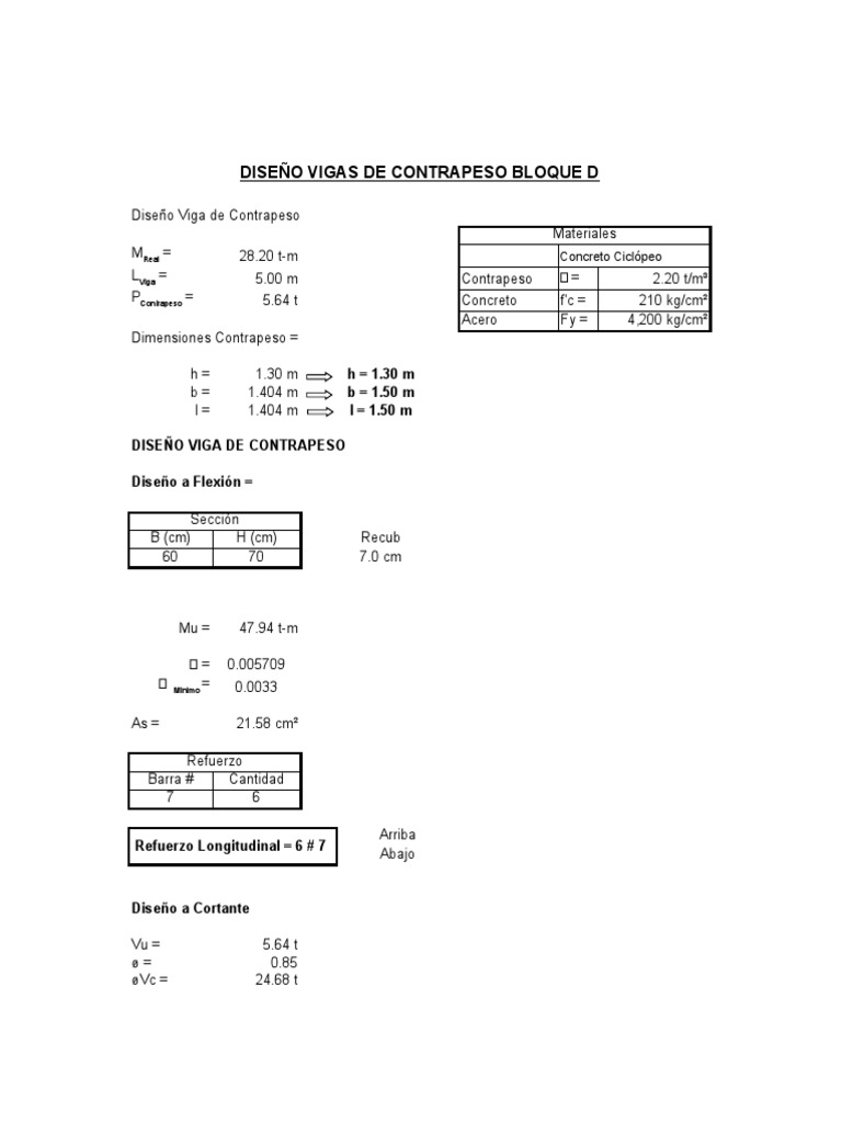 Diseño Contrapesos BLOQUE D | PDF