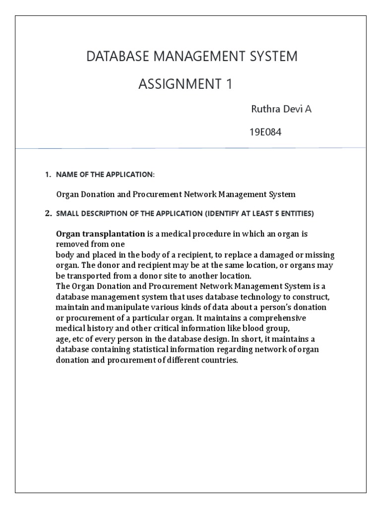 Database Management System Assignment 1: Ruthra Devi A 19E084 | Download Free PDF | Table ...