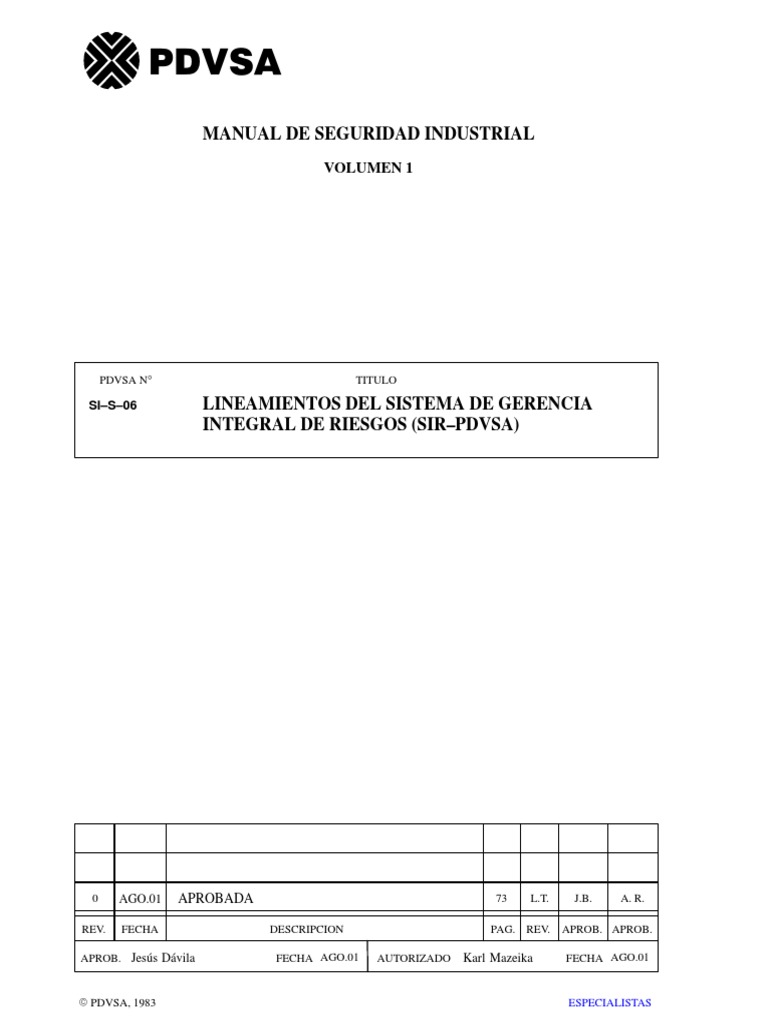 Pdvsa: Manual de Seguridad Industrial | PDF | Valores | Planificación