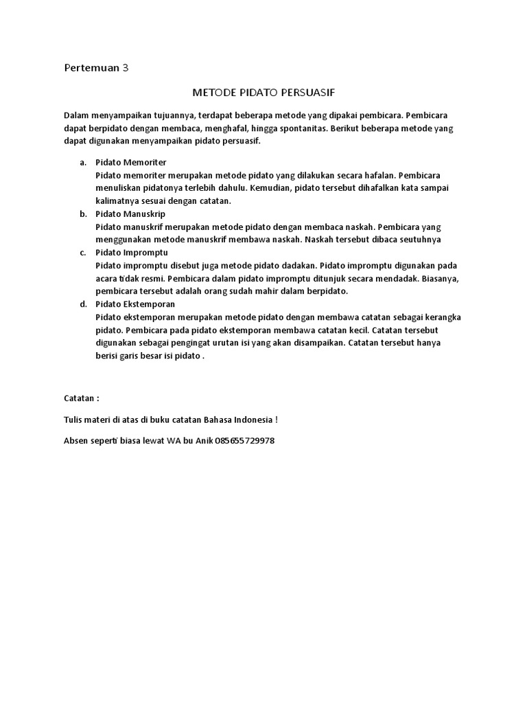 Metode Pidato Persuasif dan Contohnya | PDF