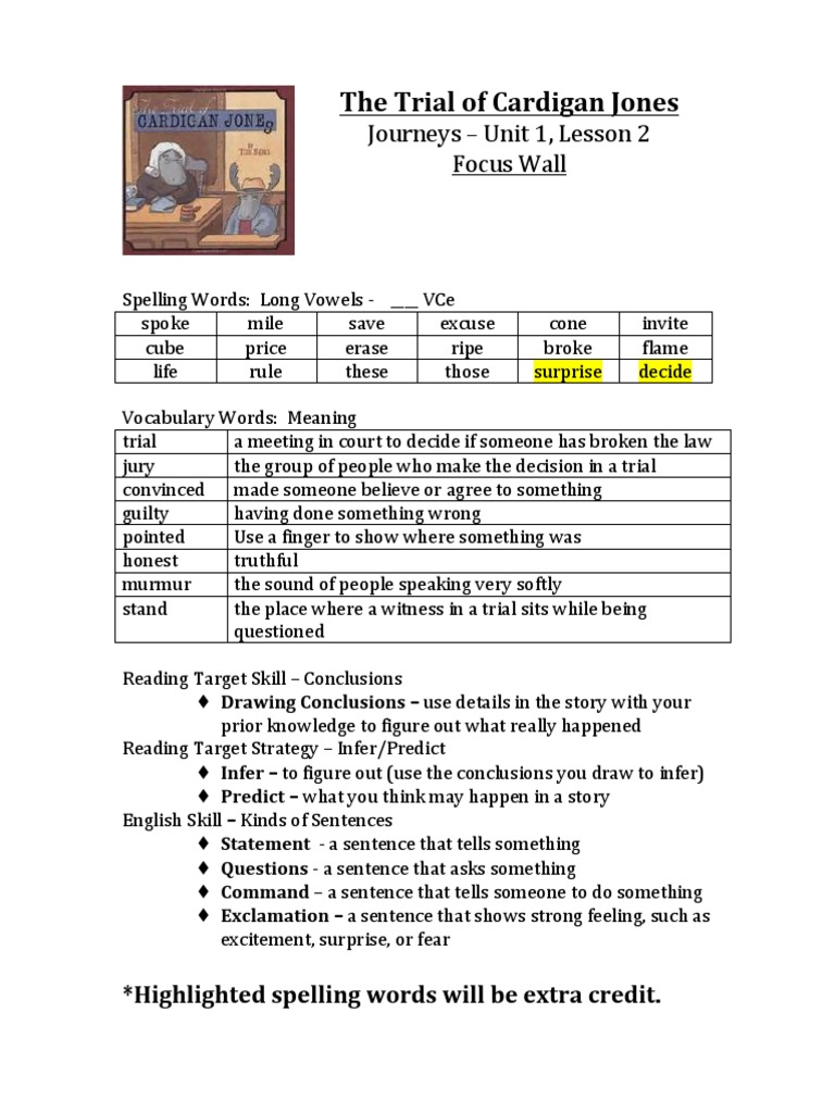 Cardigan Jones Trial Vocabulary Guide | PDF | Legal Procedure | Justice