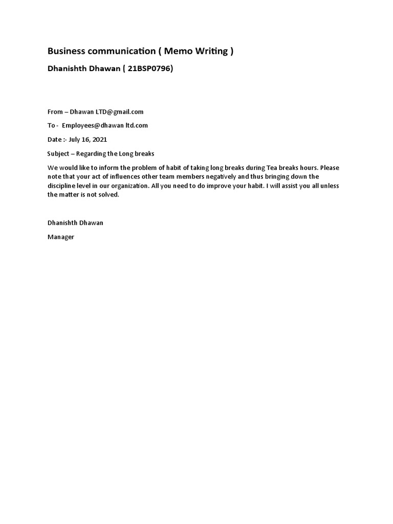 Business Communication Memo | PDF