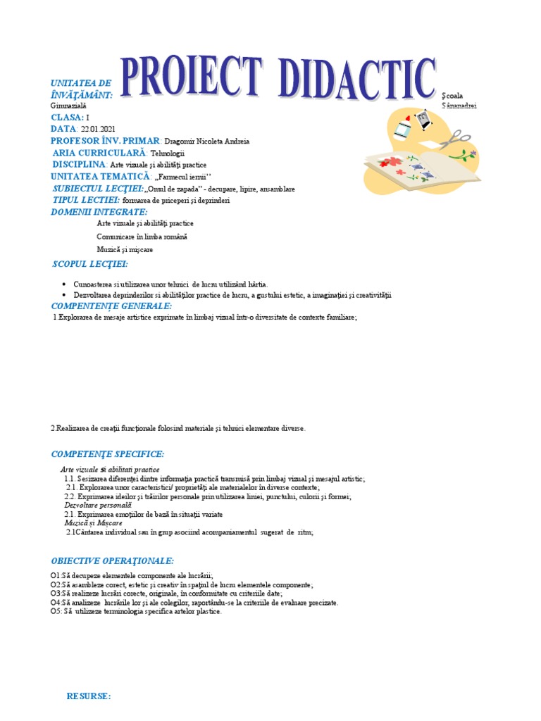 Proiect de Lectie AVAP | PDF