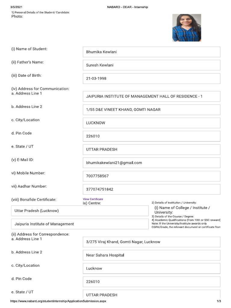 Nabard Application Form | PDF