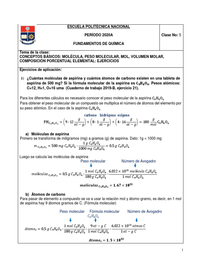 Clase 5 Ejercicios Resueltos | PDF | Mole (Unidad) | Química