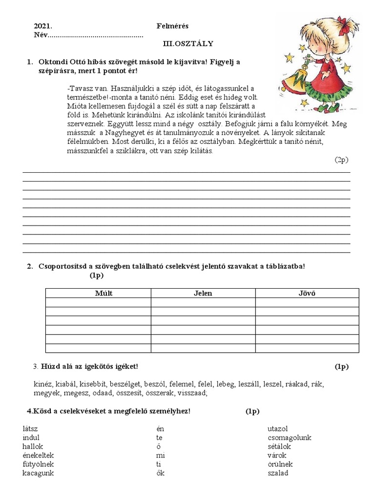 Az Ige Felmérő-3. Oszt. | PDF