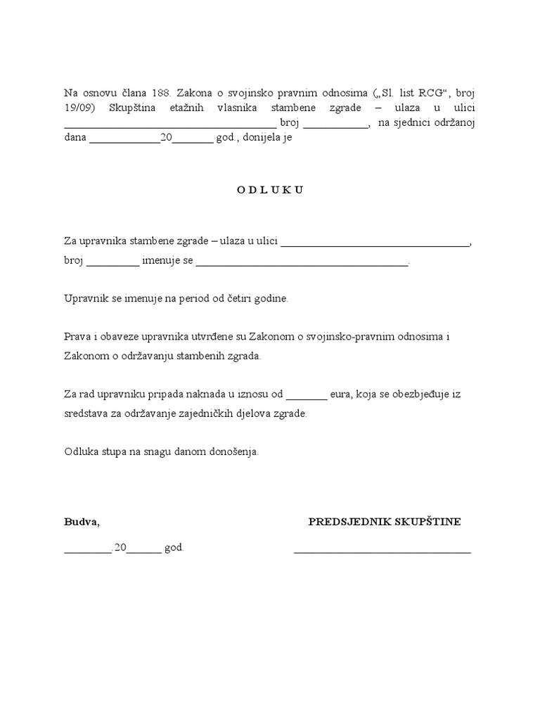 06 Odluka o Imenovanju Upravnika | PDF