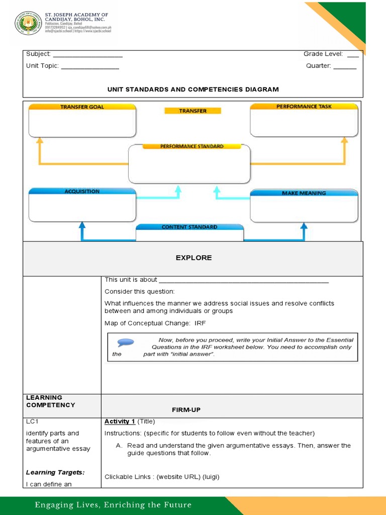 Format of Unit Learning Plan-Template | PDF | Pedagogy | Reason