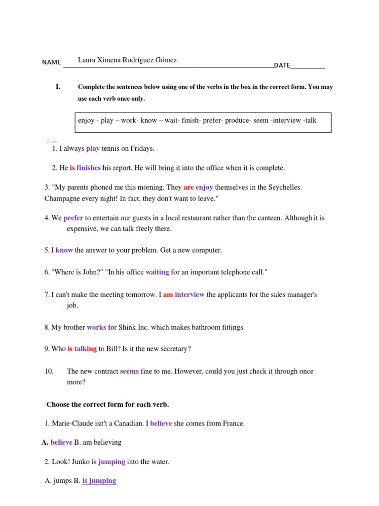 Present Simple vs. Progressive Quiz | PDF