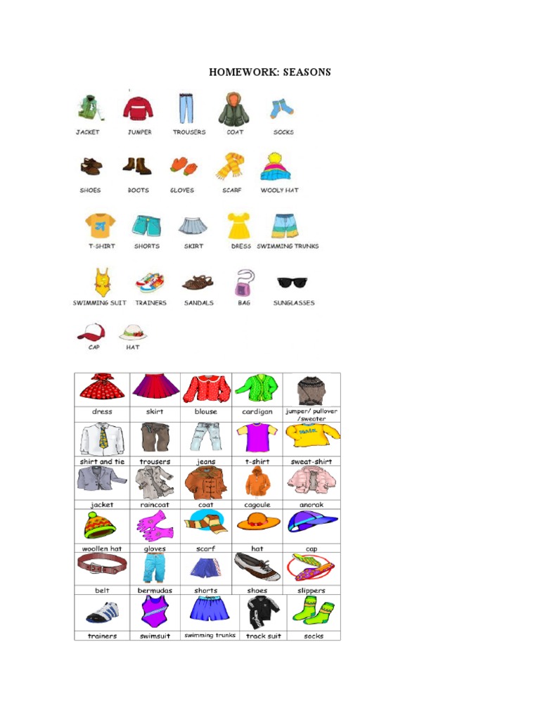 Homework Seasons | PDF | Sweater | Clothing