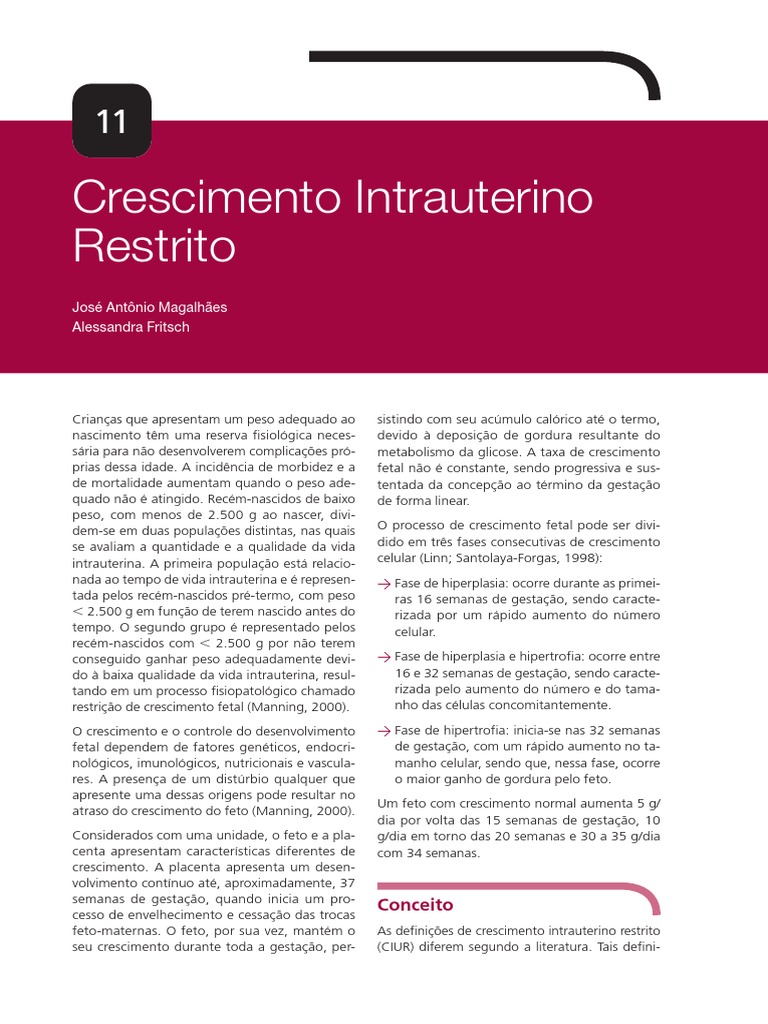 Crescimento Intrauterino Restrito: CIUR | PDF | Gravidez | Hipertensão