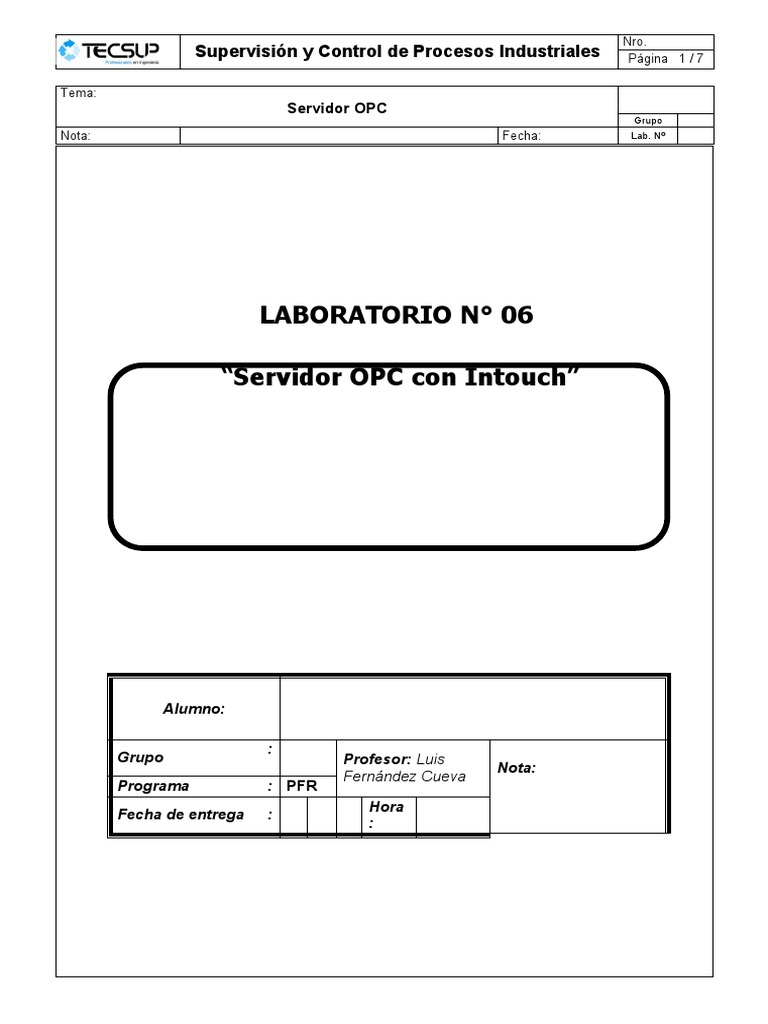 Lab 06 - OPC Con Intouch | PDF | Controlador lógico programable ...
